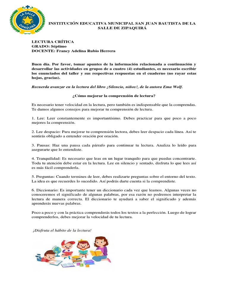 LECTURA CRÍTICA GRADO SÉPTIMO | PDF | Palabra | Comprensión lectora
