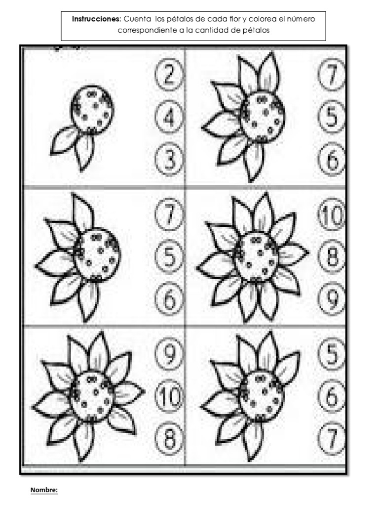 Correspondiente A La Cantidad de Pétalos: Instrucciones: Cuenta Los ...