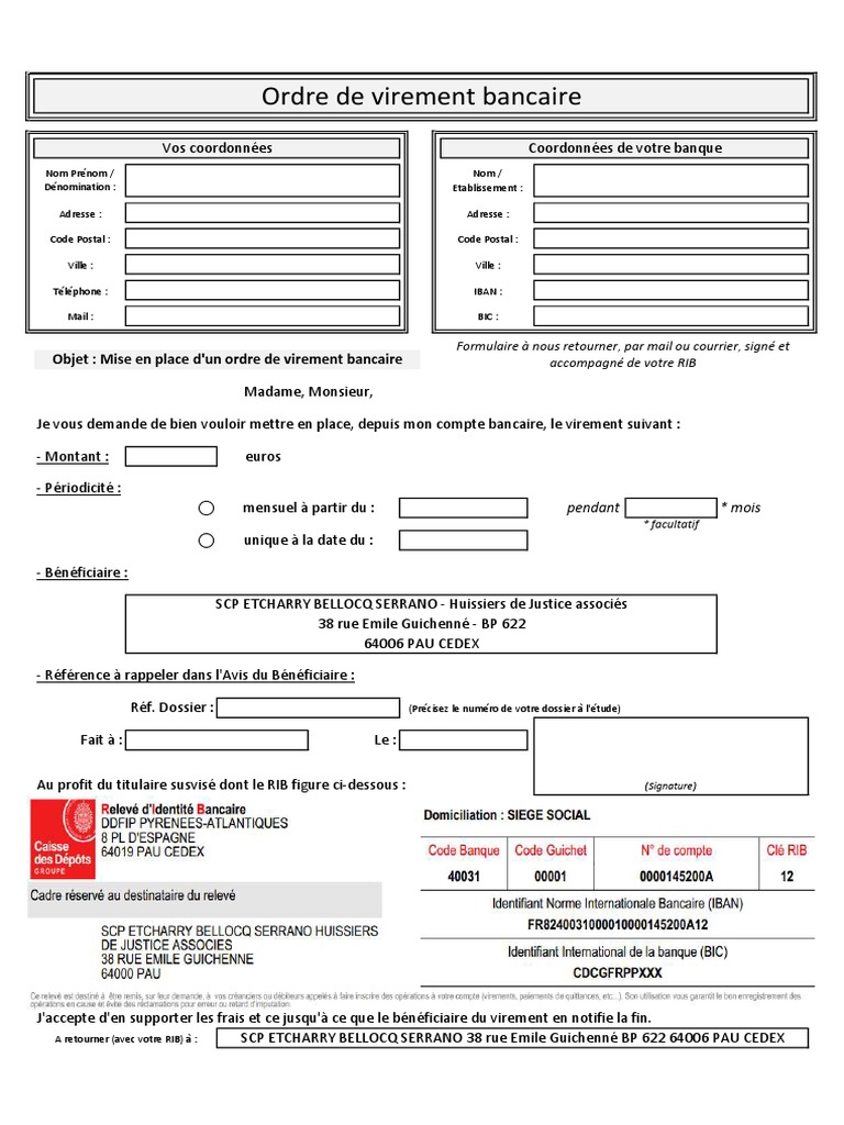 Ordre de Virement | PDF | Virement bancaire | Services financiers