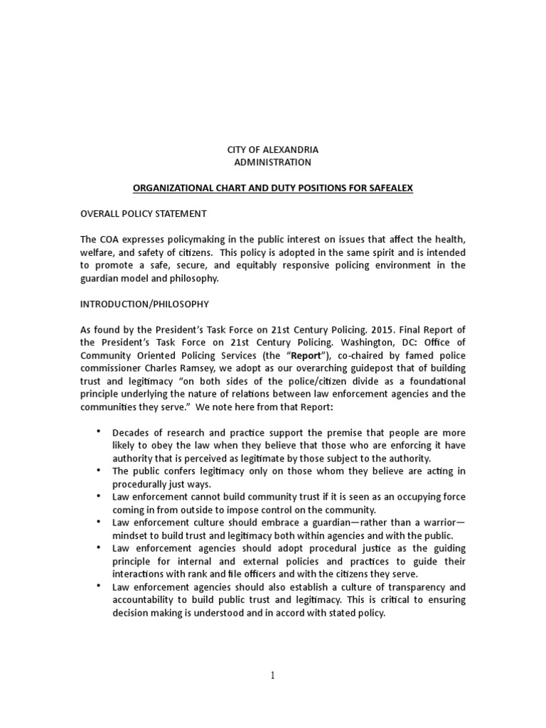 Organizational Chart and Duty Positions For SAFEALEX | PDF | Police | Policy
