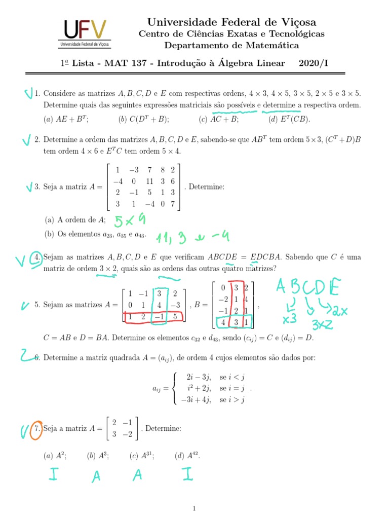 Lista1 - MAT137 - 2020 - I - MAT 137 - 2020-I - 220530 - 200103 | PDF ...