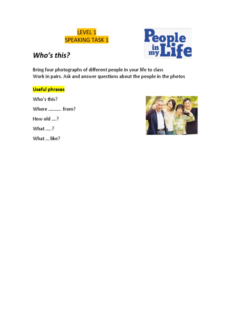 Level 1 - Oral Task 1 | PDF