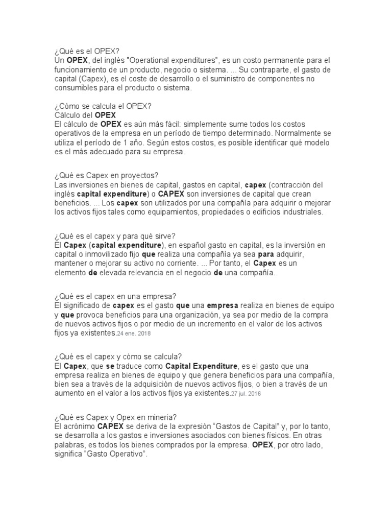 CAPEX y OPEX | PDF
