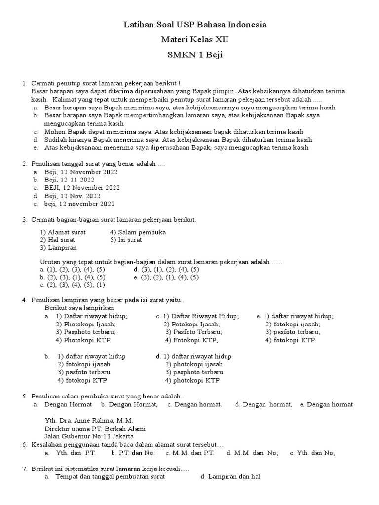 Latihan Soal USP XII Oke1 | PDF