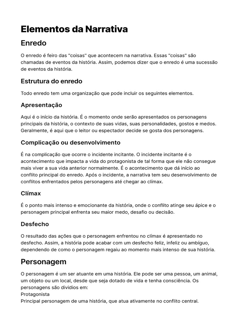 Elementos Da Narrativa | PDF
