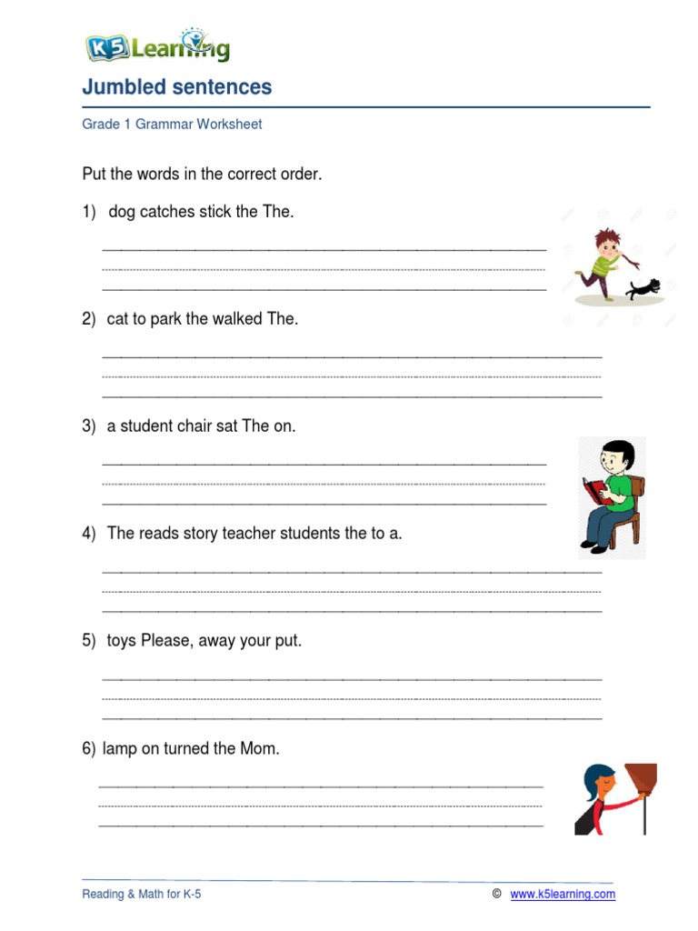Grade 1 Sentence Jumbles A | PDF