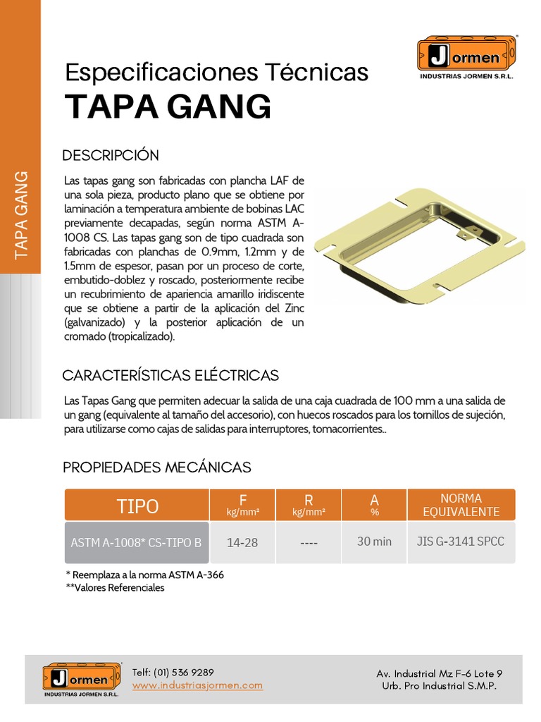 FT Tapa Gang | PDF | Tornillo | Materiales