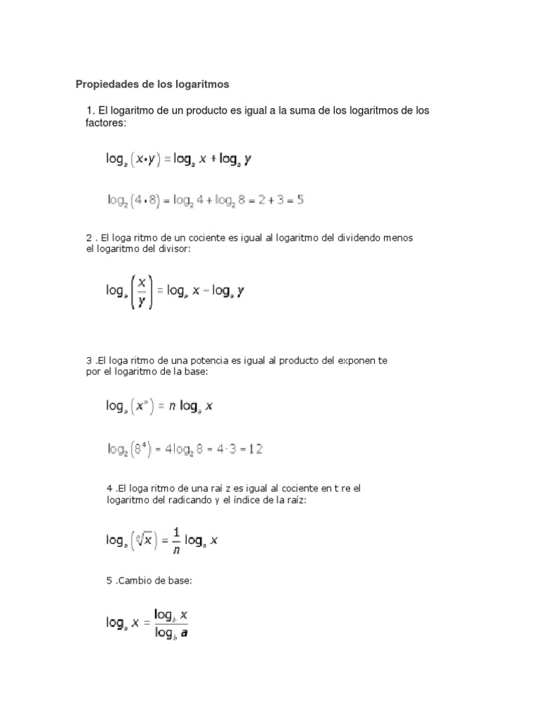 Propiedades de Los Logaritmos | PDF