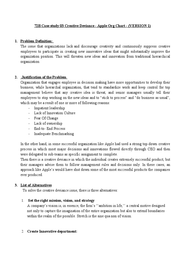 Apple’s Creative Deviance Solutions | PDF | Creativity | Performance ...
