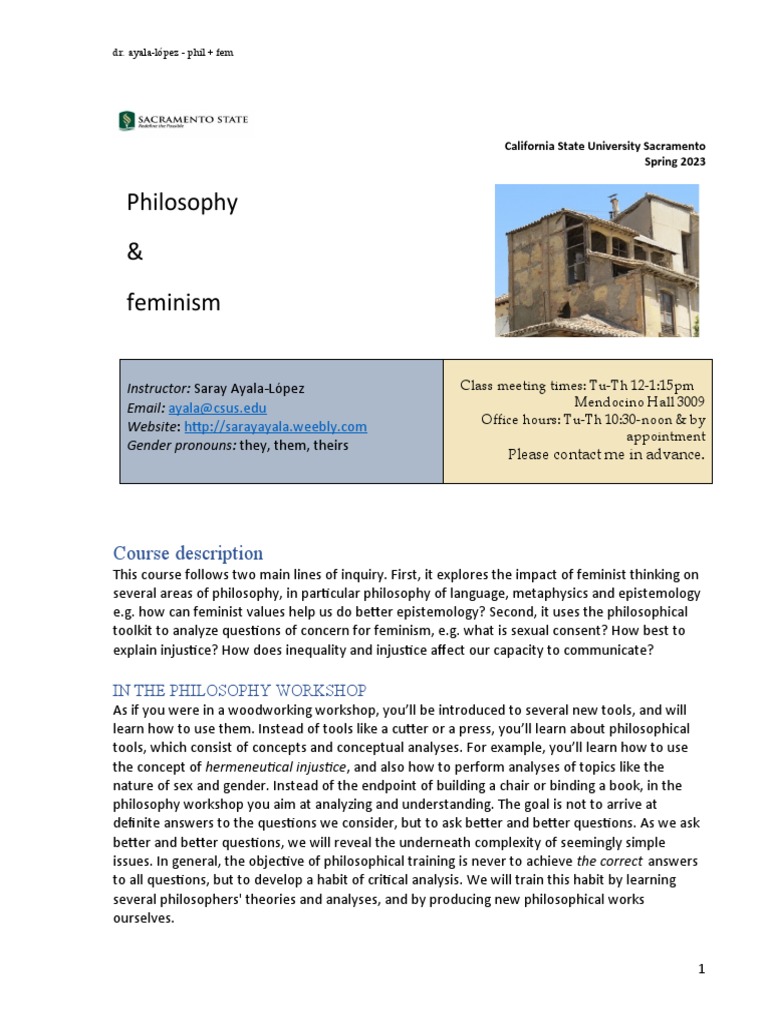 Phil 123 Syllabus Spring 23 | PDF | Gender | Gender Studies