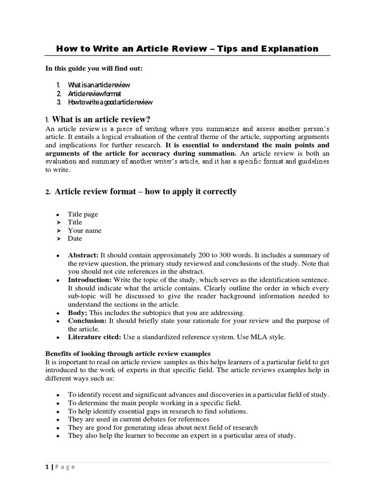 Guidelines For Revewing Article | PDF | Argument | Citation