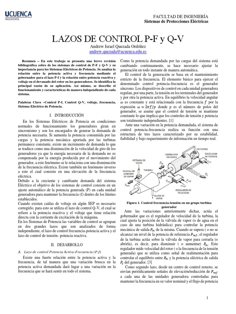 Lazos de Control PF QV | PDF | Energia electrica | Generador eléctrico