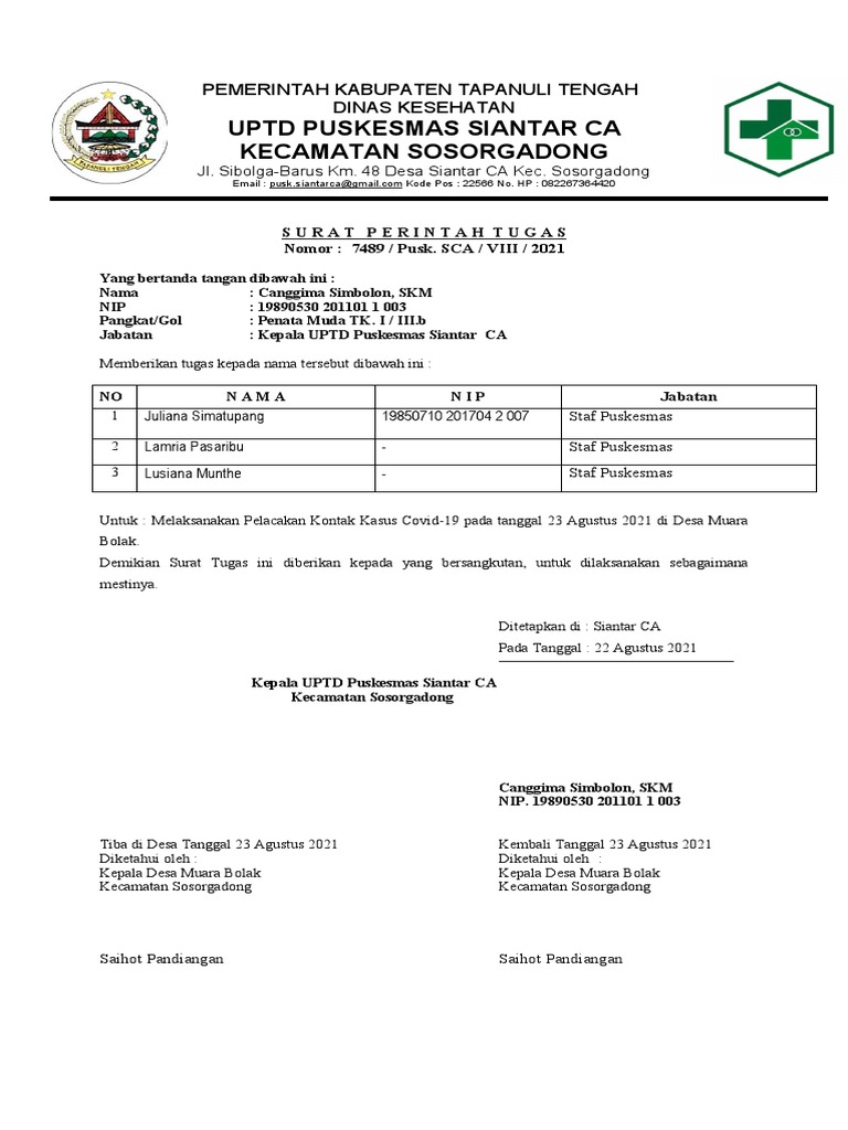 SPT Dan LPD Pelacakan Kontak Kasus Covid-19 Bulan Agustus 2021 | PDF