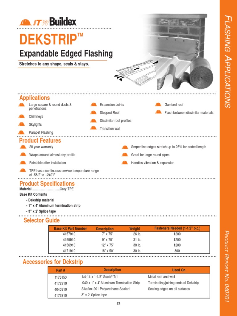 DEKSTRIP Expandable Edged Flashing Product Data 661408 | PDF | Scissors ...