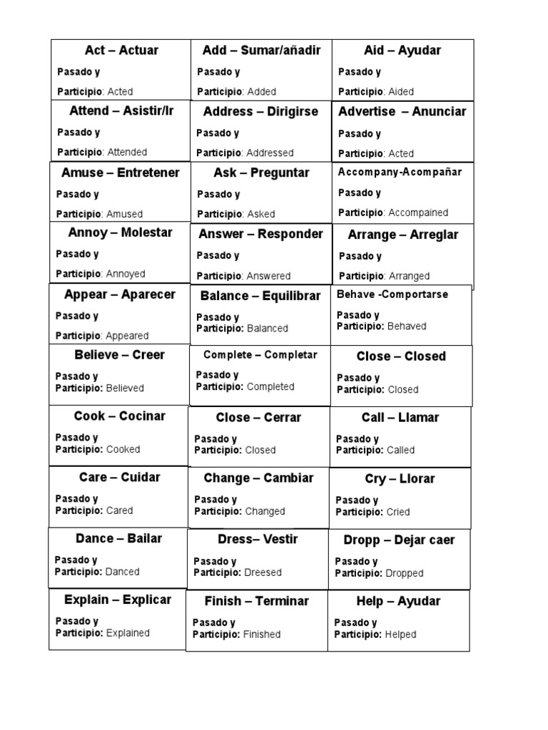 Verbos Regulares | PDF