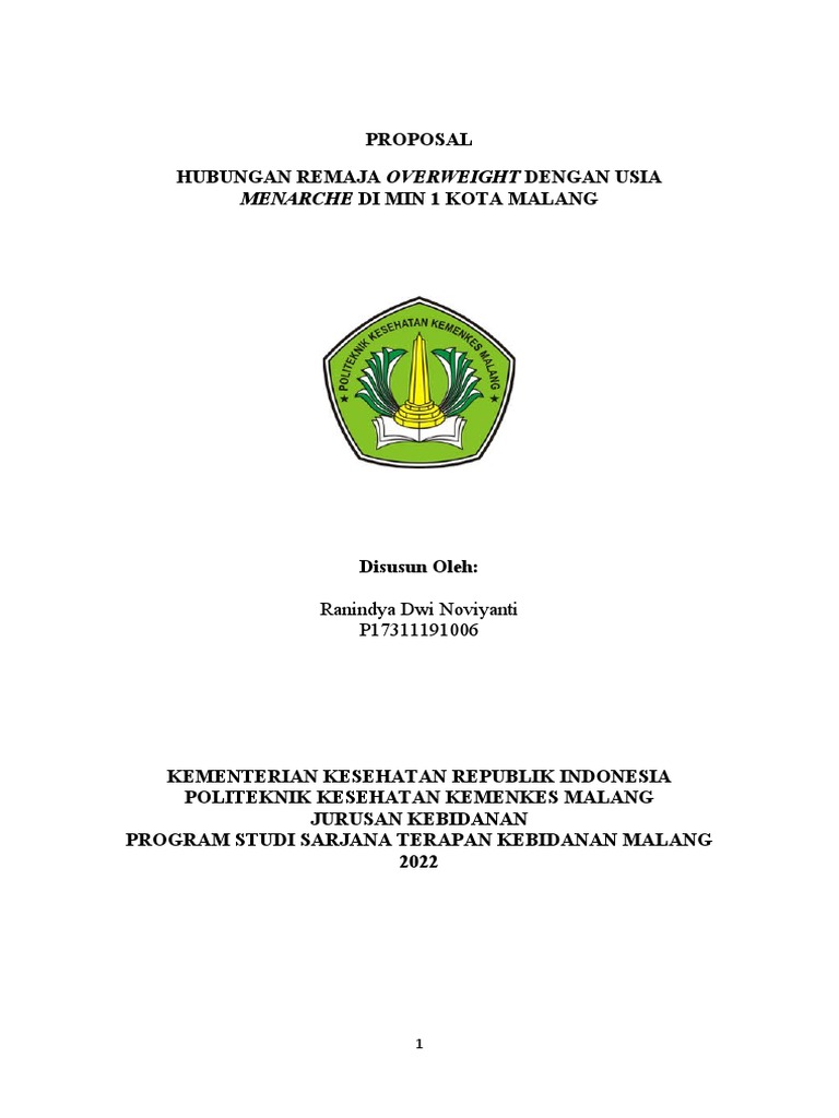 Copy Revisi MK Proposal 006 - Ranindya DN (Hubungan Remaja Overweight Dengan Usia Menarche Di ...