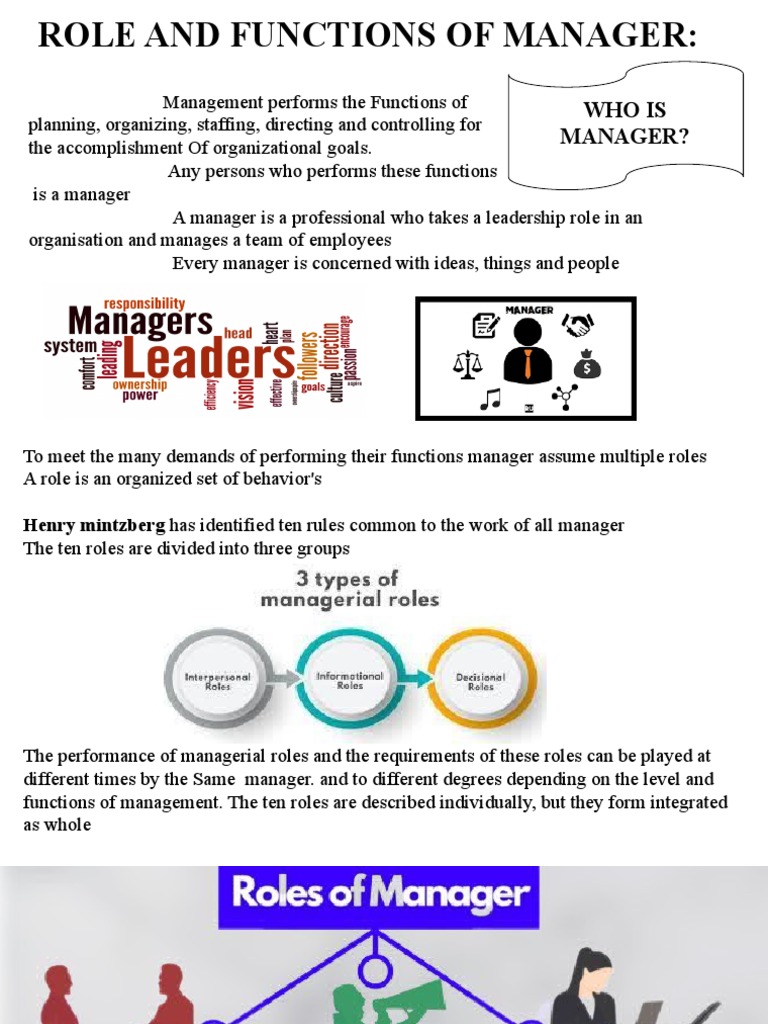 Role and Functions of Manager | PDF | Human Resources | Leadership
