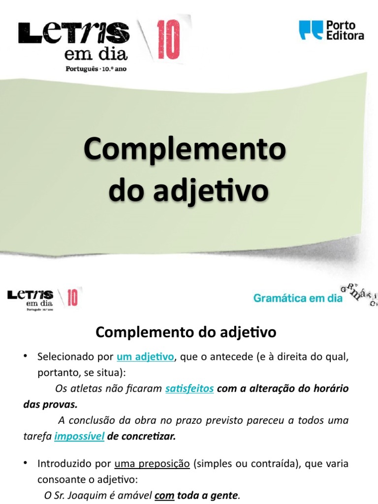 Ldia10 PPT Complemento Adjetivo | PDF