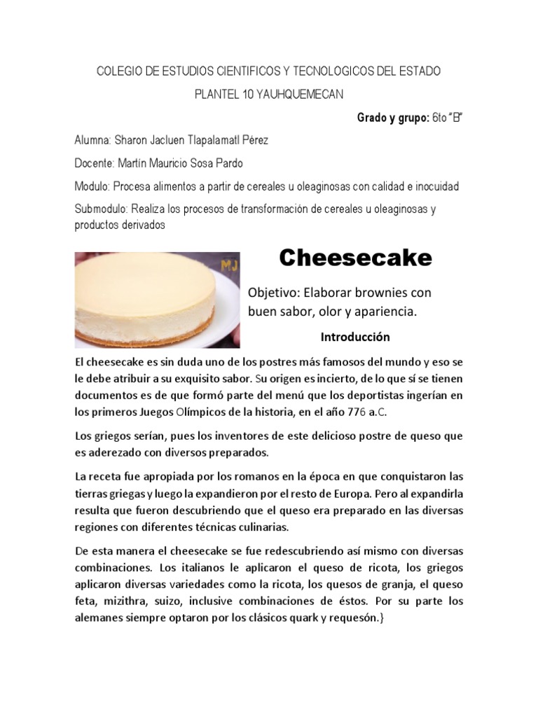 Cheesecake | PDF | Tarta de queso | Queso