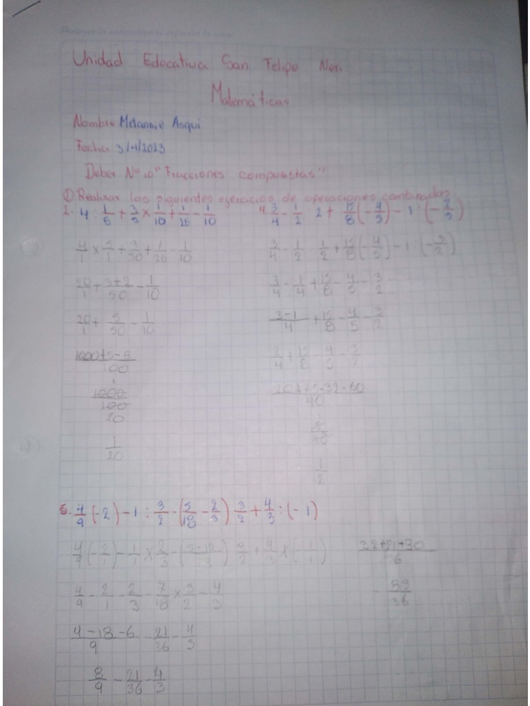 Fracciones Compuestas | PDF