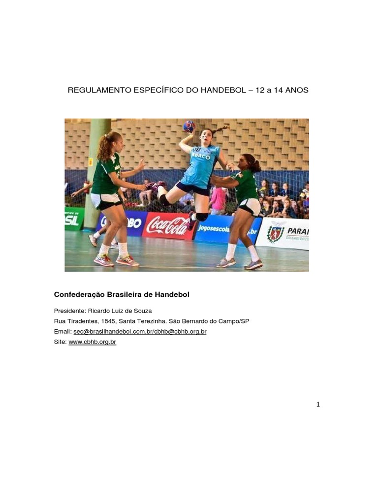 Regulamento de Handebol 12-14 Anos | PDF | Esportes | Regras e ...