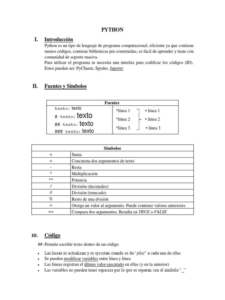 Introducción a Python: Conceptos básicos del lenguaje de programación | PDF | Python (lenguaje ...