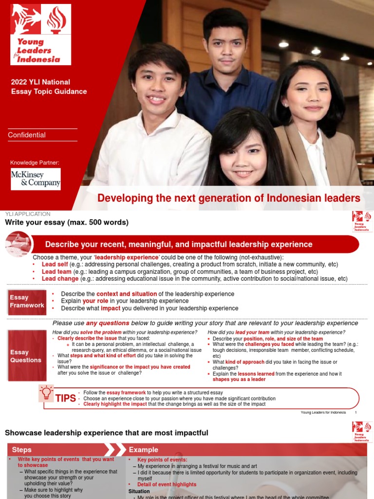 2022 - YLI National Program - Essay Topic | PDF | Leadership | Essays