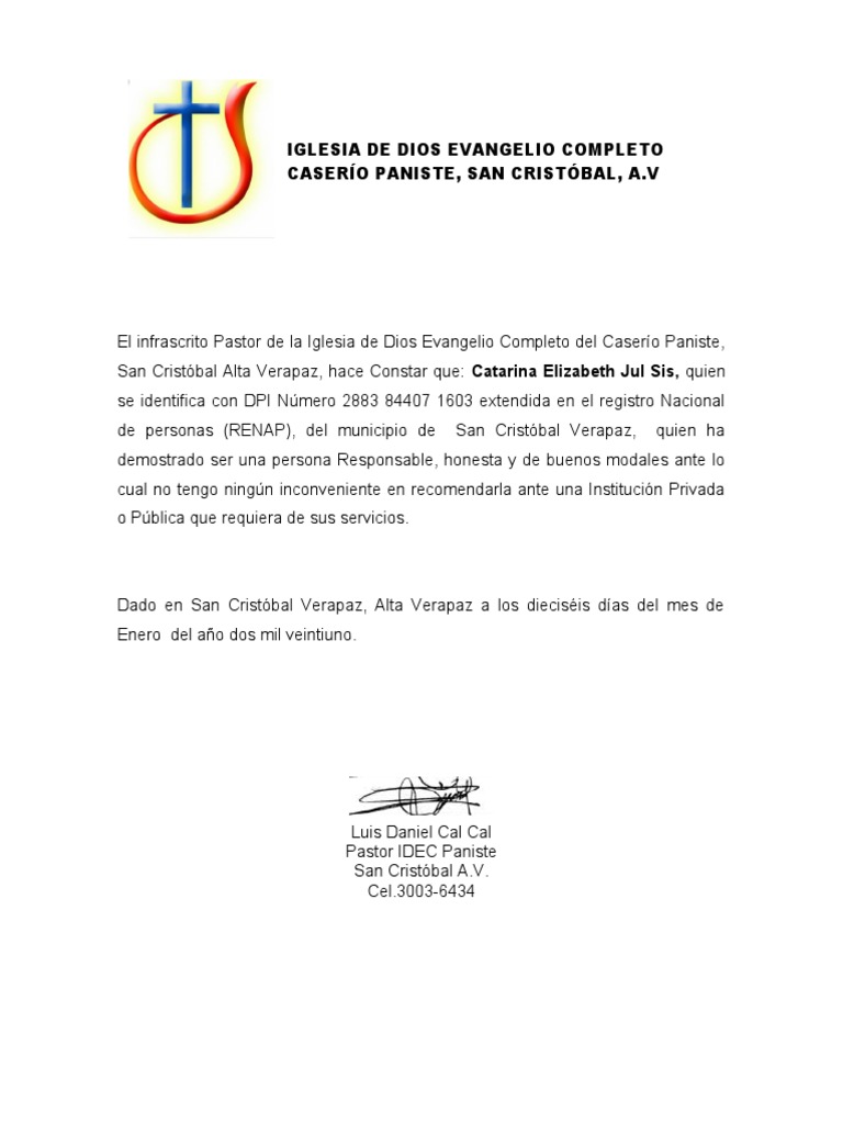 Carta Recomendacion Idec | PDF
