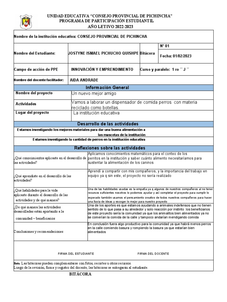 Formato Bitacora | PDF