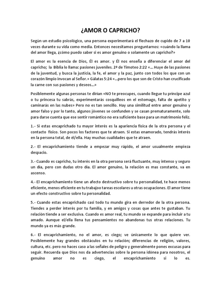 Amor o Capricho | PDF | Amor | Oración