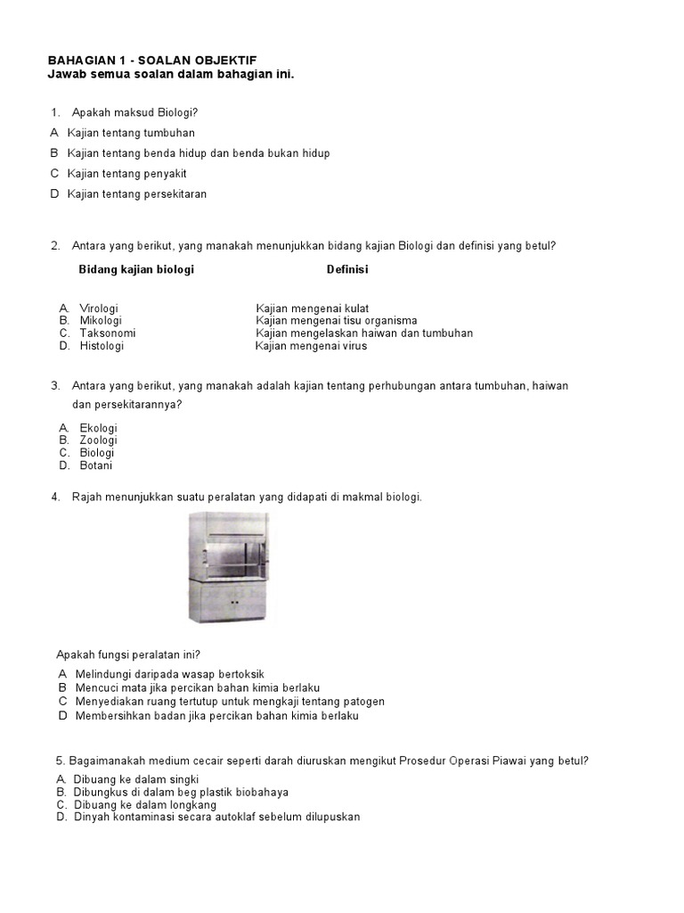 SOALAN UJIAN JUARA 1 BIOLOGI T4 | PDF