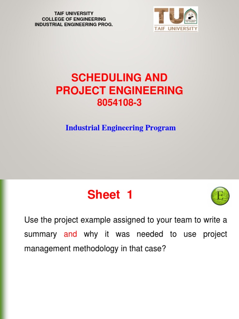 Scheduling and Project Engineering | PDF | Business | Economies