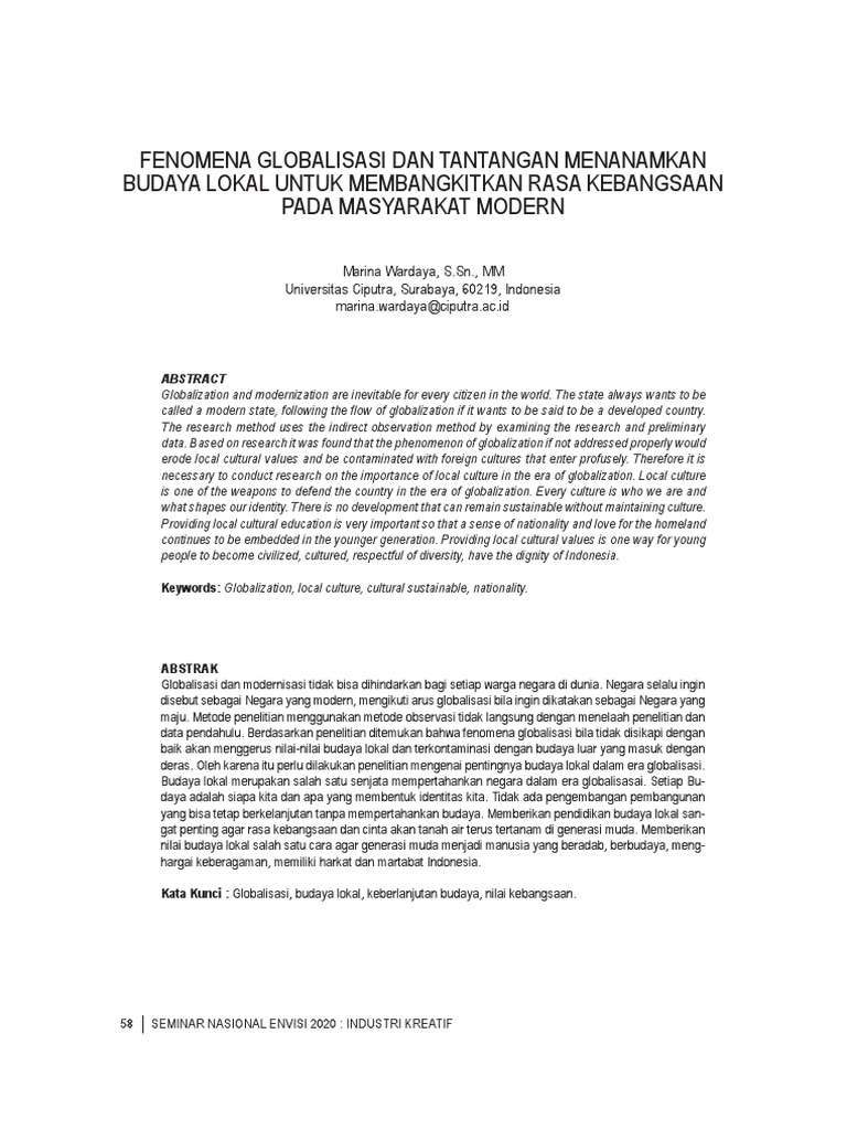 Fenomena Globalisasi Dan Tantangan Menanamkan Budaya Lokal Untuk ...