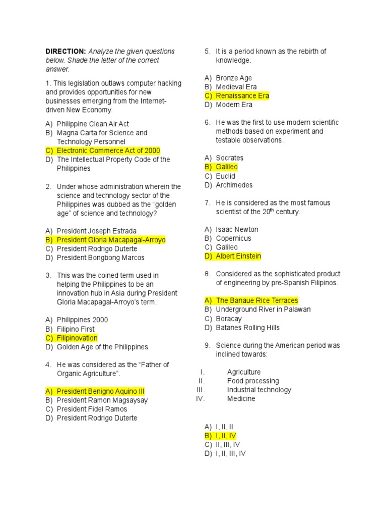 Science and Technology Quiz Guide | PDF | Greenhouse Gas | Microscope