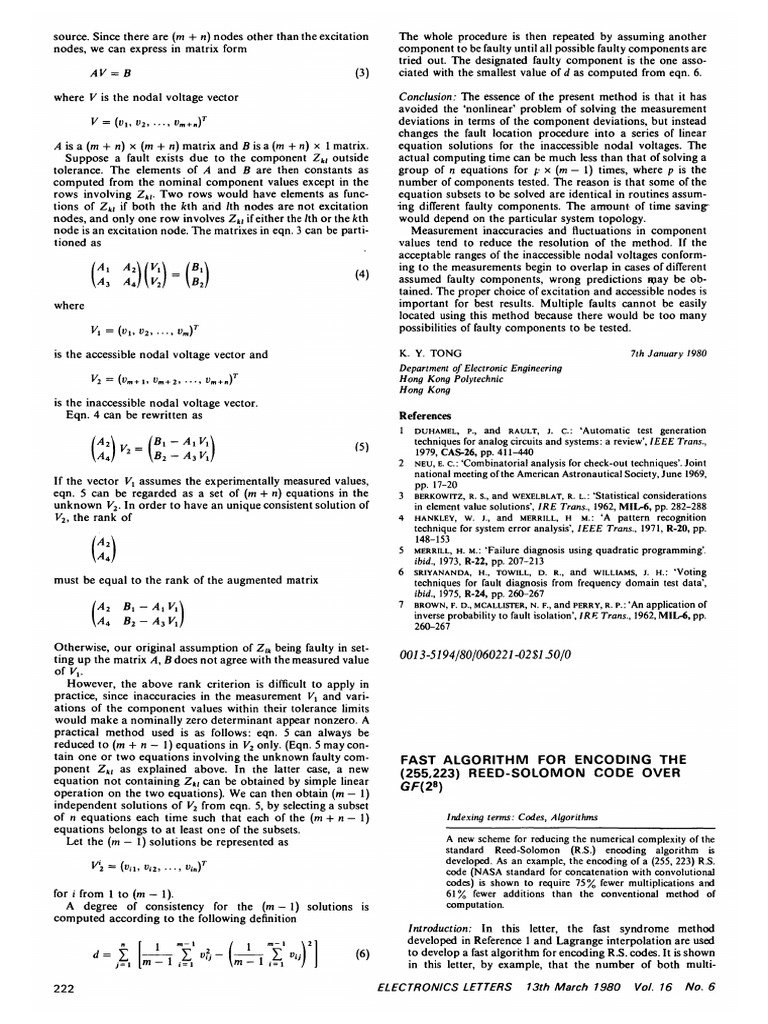 Fast Algorithm For Encoding The (255, 223) Reed-Solomon Code Over GF ...