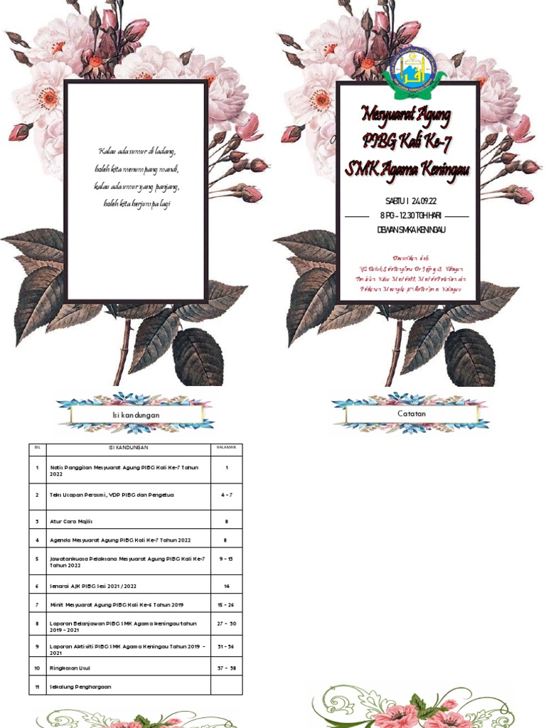 Buku Program Mesyuarat PIBG 2022 | PDF