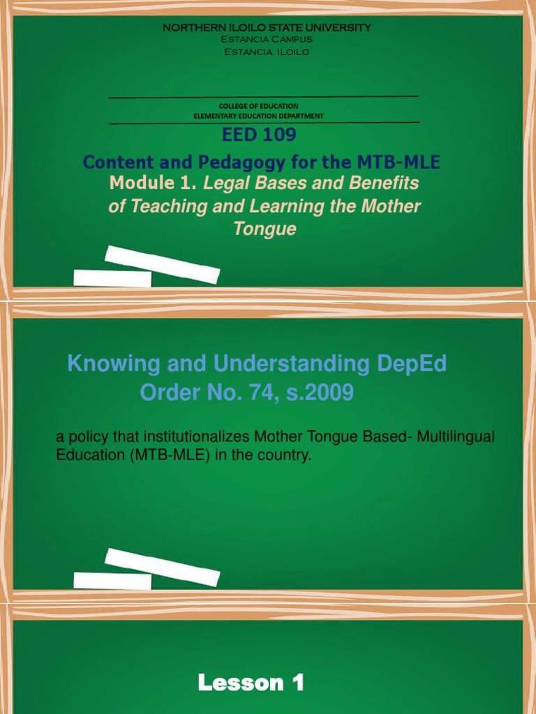 EED 109 Content and Pedagogy For The MTB-MLE | Download Free PDF | First Language | Teachers