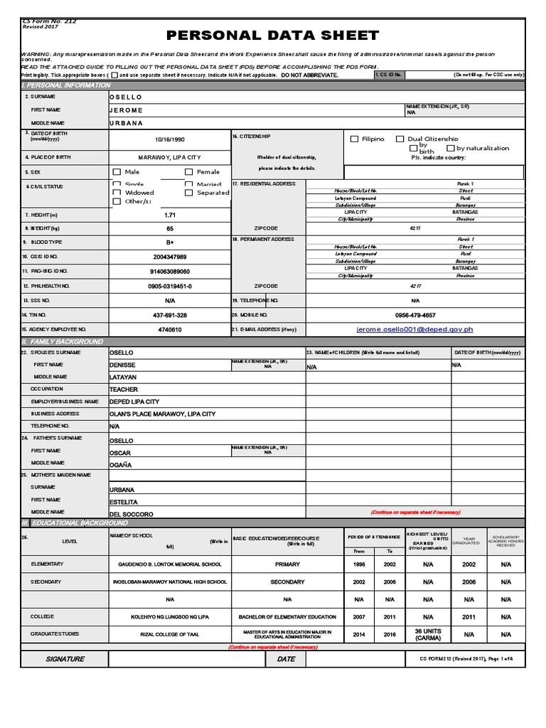 Jerome Csc Form 212 Template Pdf Teachers