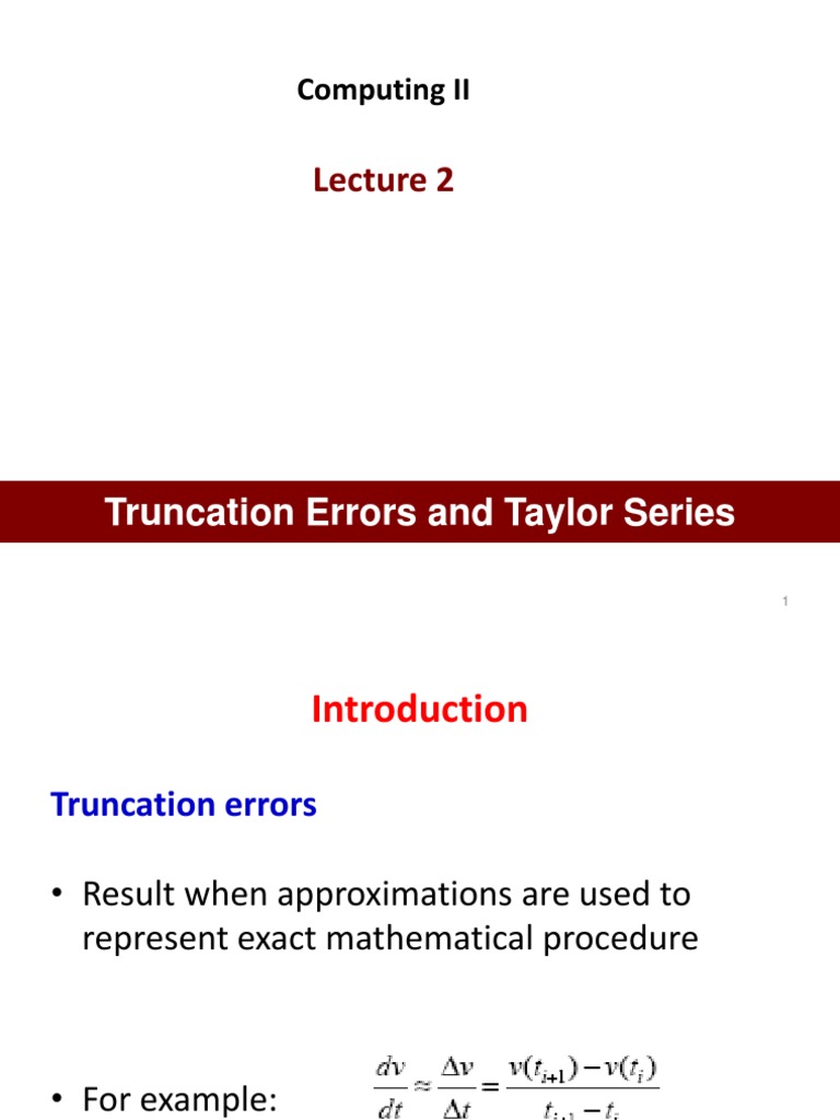 Truncation Errors and Taylor Series | PDF | Numerical Analysis | Applied Mathematics