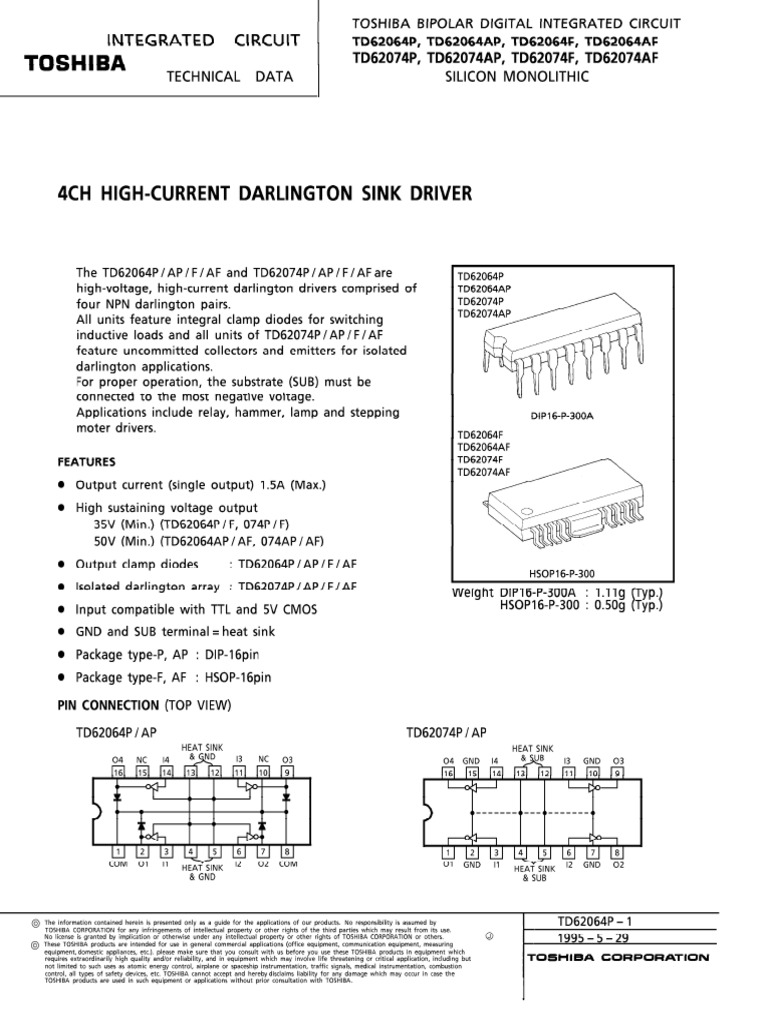 TD62064AP Toshiba | PDF