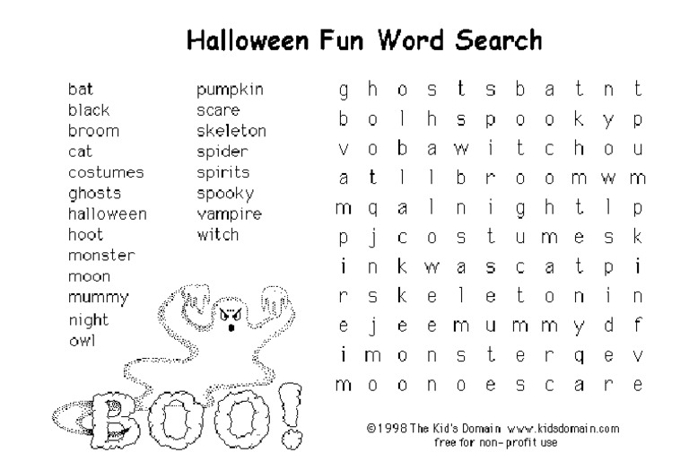 Sopa de Letras en Ingles Halloween | PDF