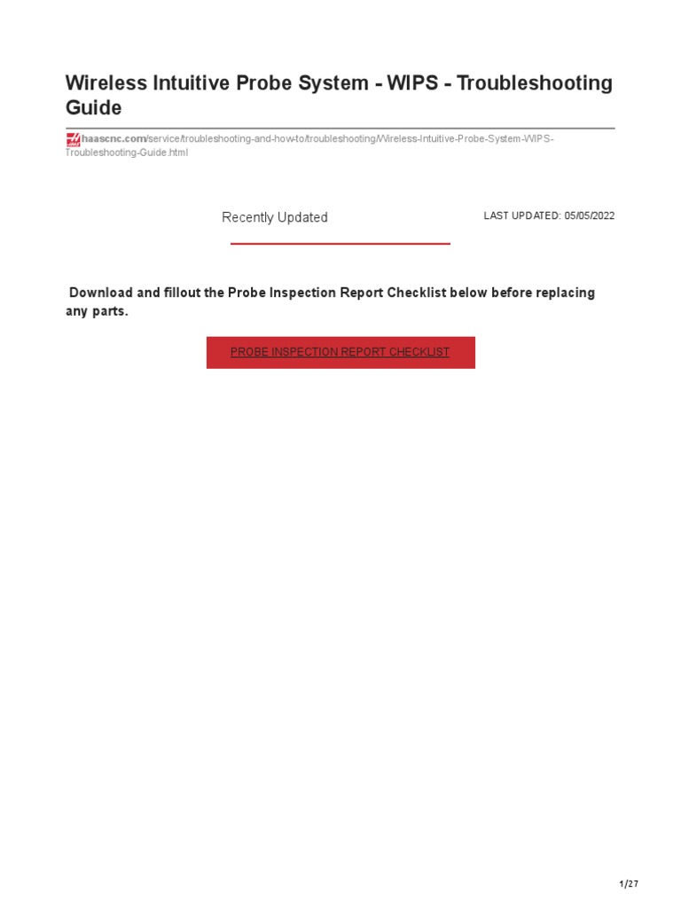 Variables Wireless Intuitive Probe System - WIPS - Troubleshooting ...