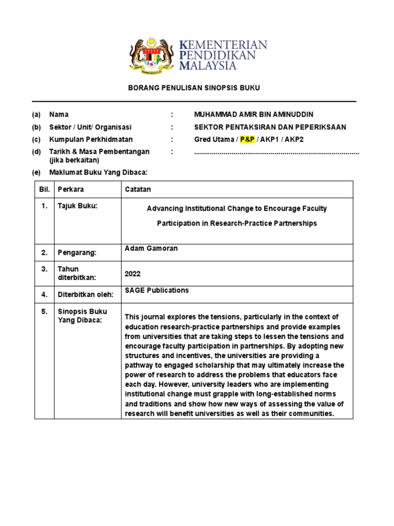 Format - Pelaporan - Pembacaan - Buku 1 | PDF