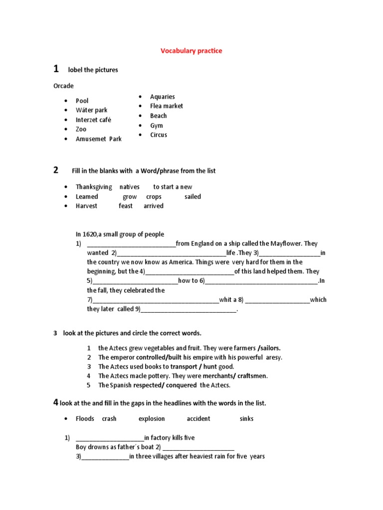 Vocabulary Practice | PDF