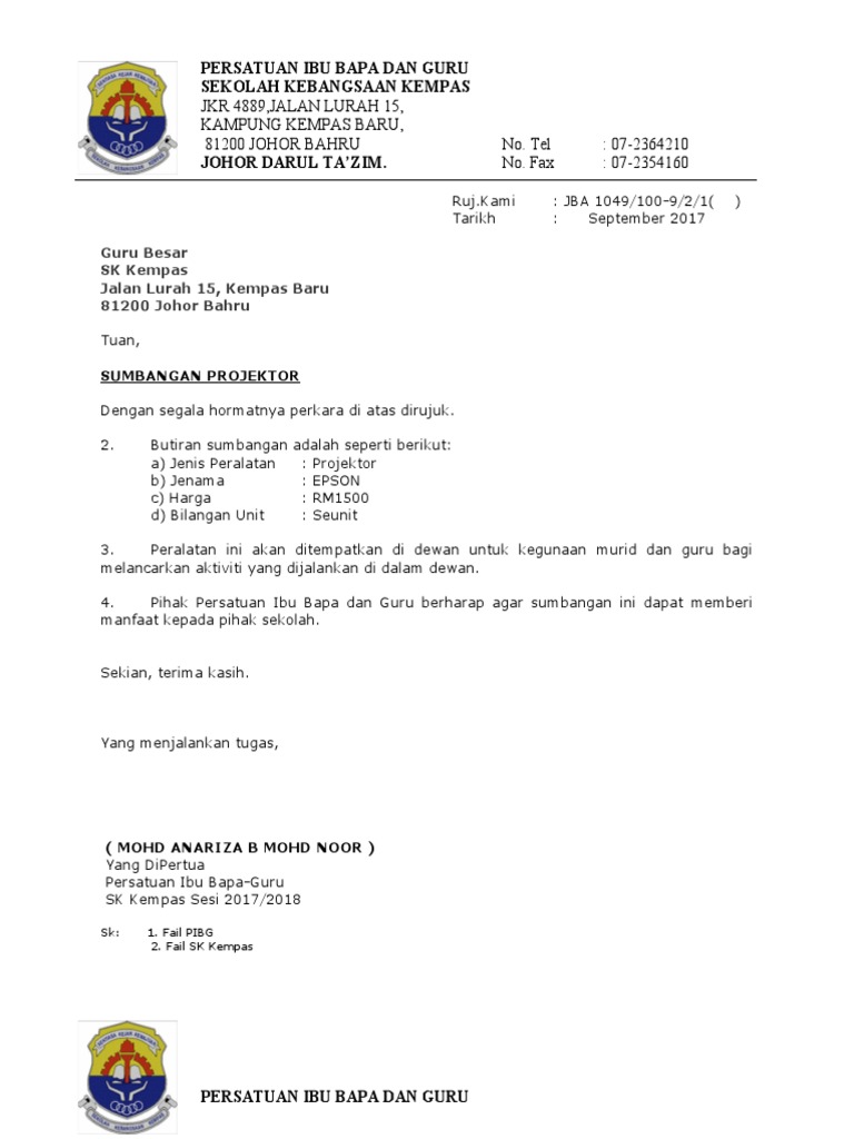 Contoh Surat Sumbangan Aset | PDF