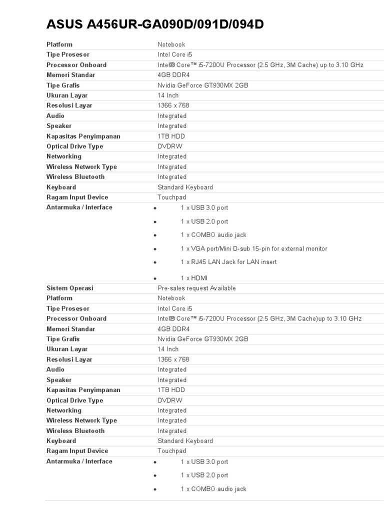 Asus A456ur | PDF