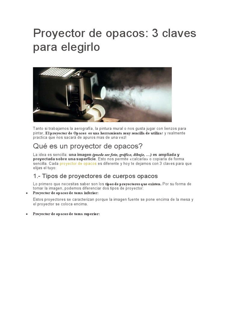 Proyector de Opacos: 3 Claves para Elegirlo | PDF | Dibujo | Imagen