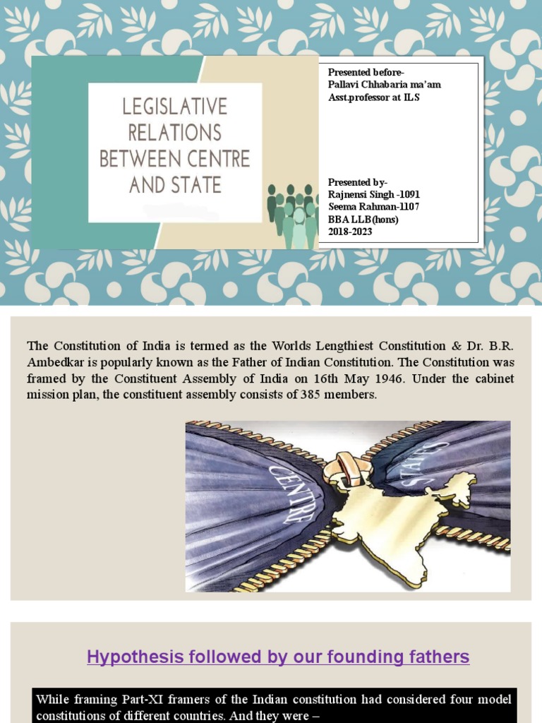 Legislative Relation Between Centre and State Part XI | PDF ...