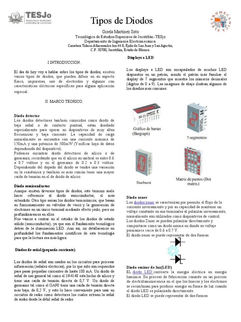 Tipos de Diodos | PDF | Diodo | Diodo emisor de luz