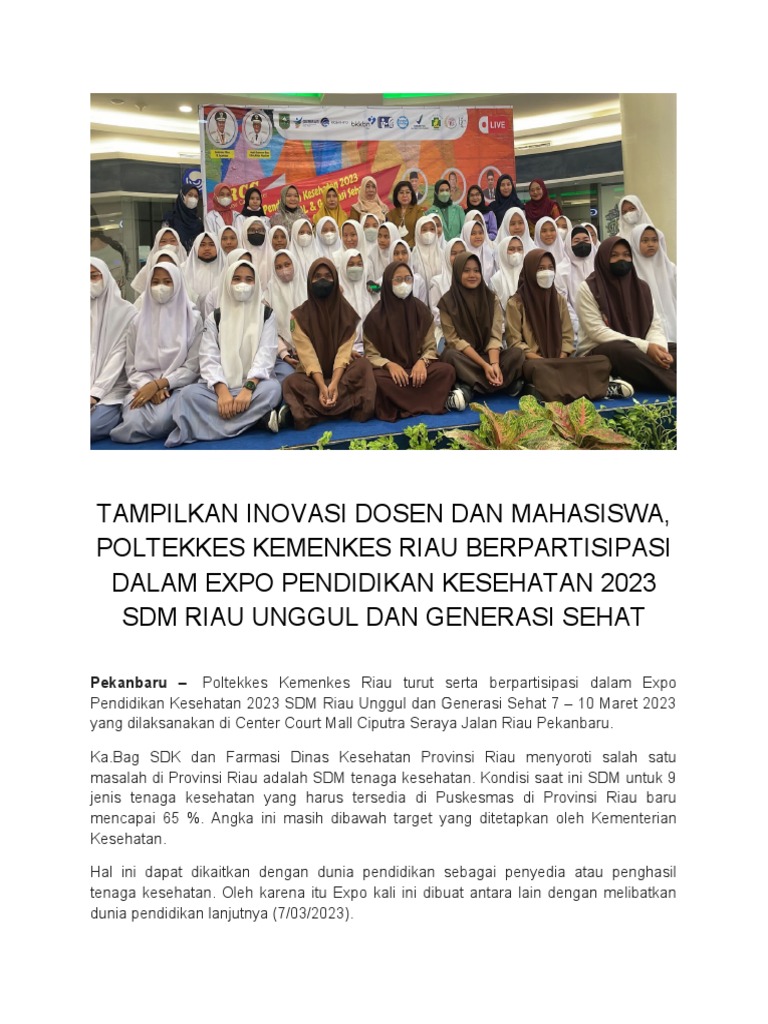 Berita Expo Poltekkes Kemenkes Riau | PDF